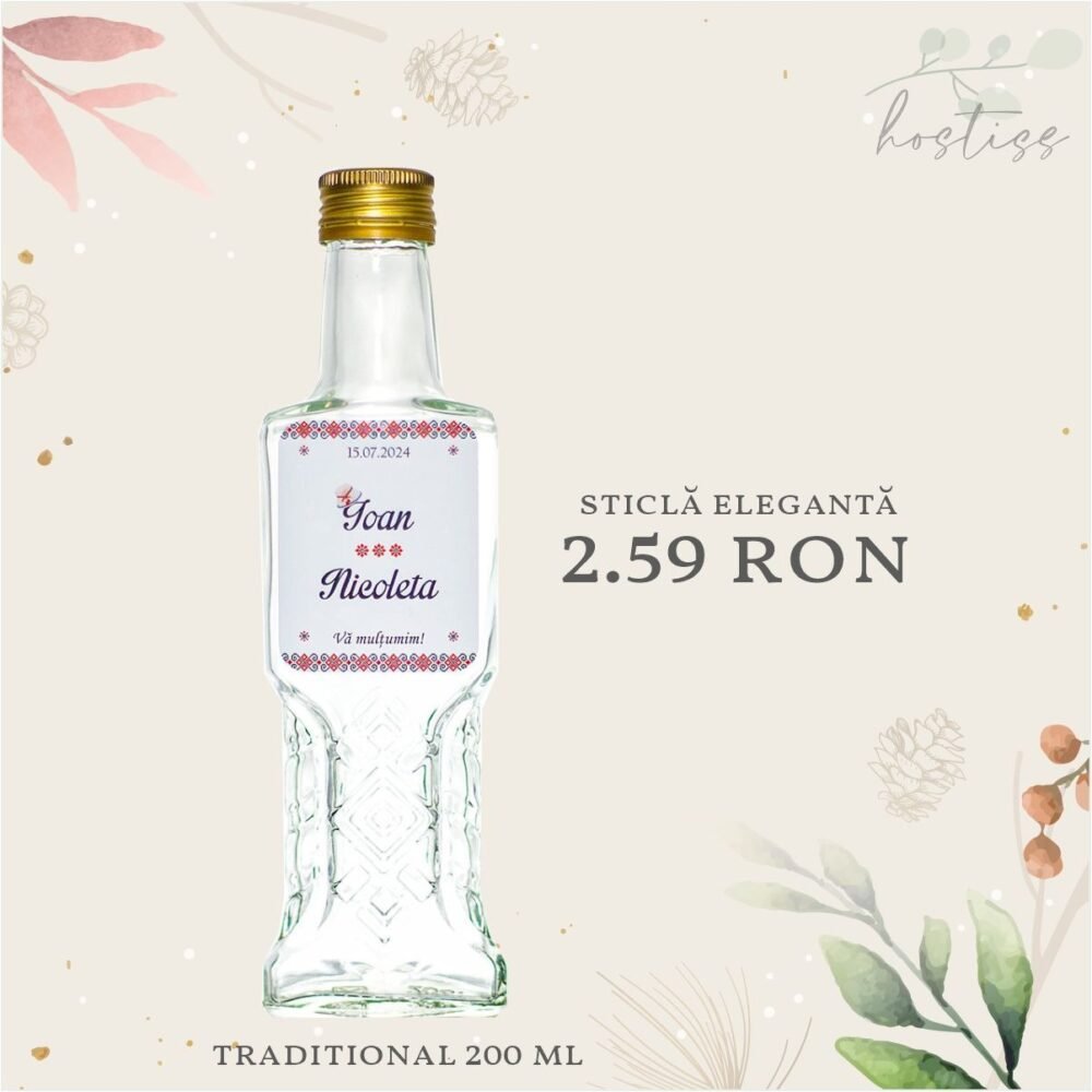 Sticla marturie nunta 200 ml Traditional - Hostiss